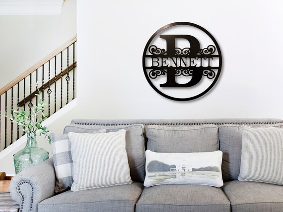 Split Letter Monogram Metal Sign Split Letter Metal Wall - Etsy