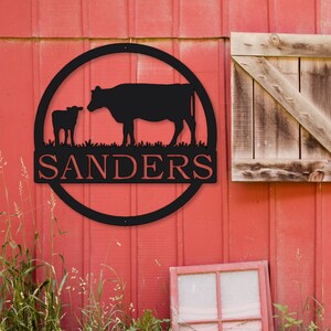 Metal Cow Farm Sign, Cattle Metal Sign Custom, Metal Ranch Name Sign ...