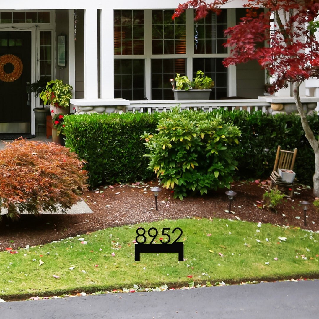 Modern House Number Sign, Address Lawn Sign, Metal Address Sign, House ...