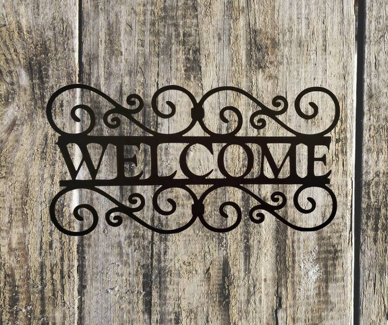 Metal Scroll Welcome Sign Welcome Metal Wall Decor Scroll - Etsy