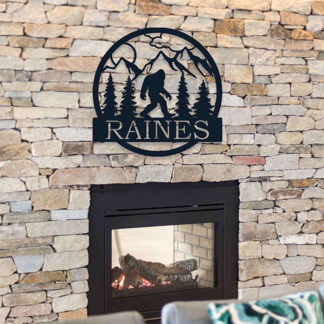 Custom Bigfoot Mountain Metal Sign, Bigfoot Yard Art, Yeti Metal Sign ...