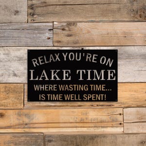 Lake Metal Sign, Lake House Decor, Lake Time Sign, Cabin Decor, Outdoor ...
