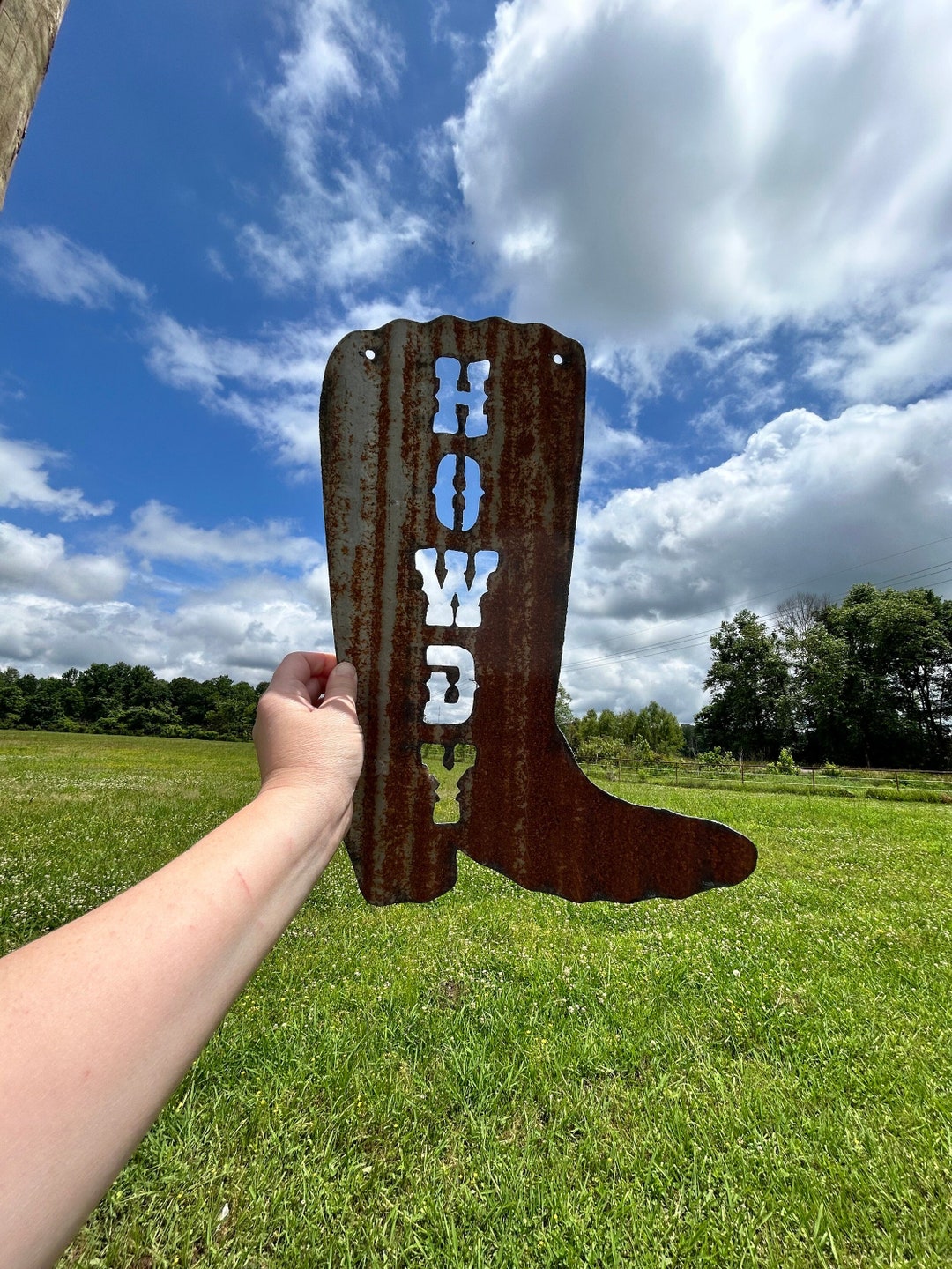 Cowboy Boot Corrugated Tin, Metal Cowboy Sign, Corrugated Metal Signs ...