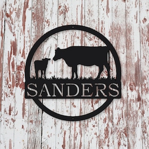 Metal Cow Farm Sign, Cattle Metal Sign Custom, Metal Ranch Name Sign ...