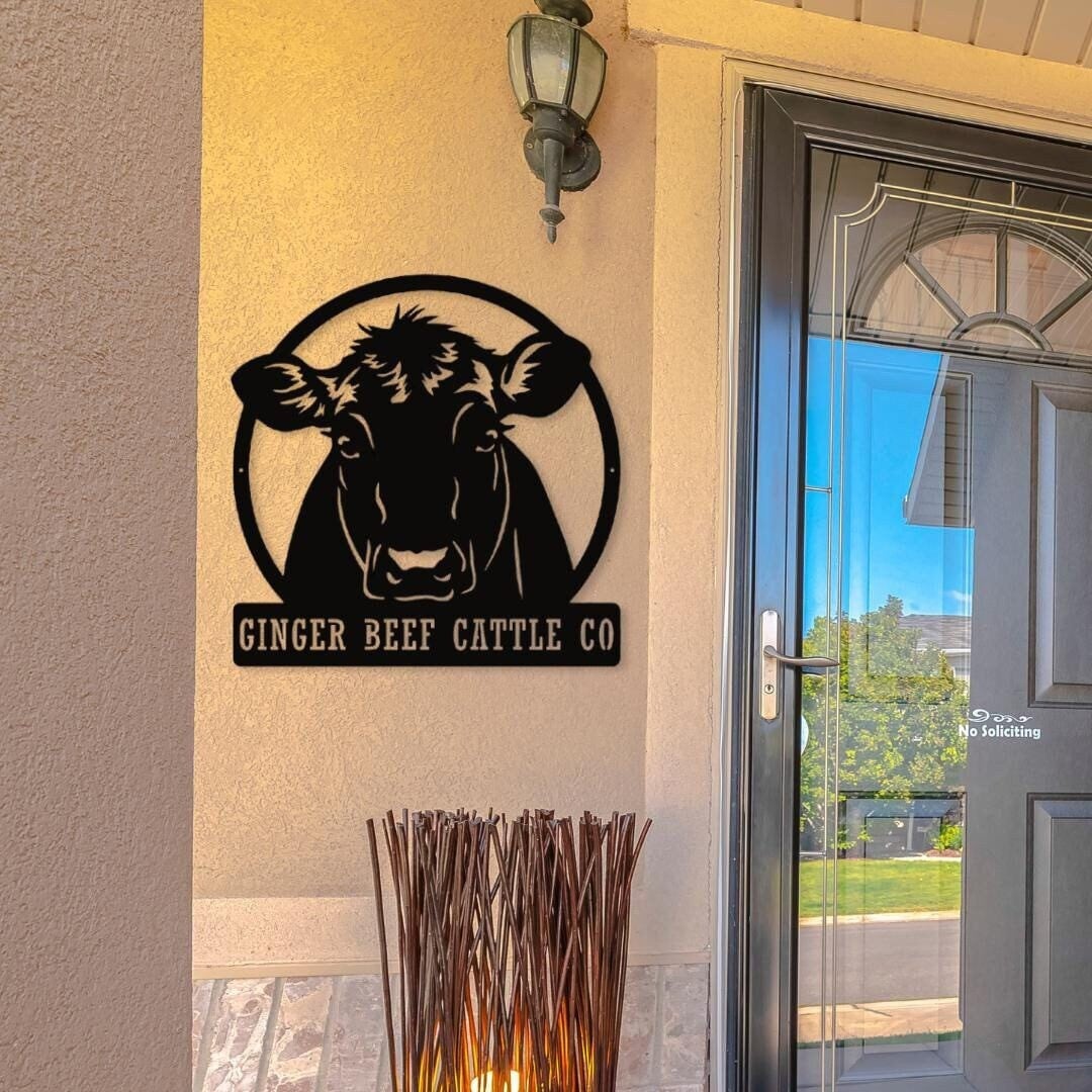 Personalized Metal Cow Farm Sign, Cattle Metal Sign Custom, Metal Ranch ...