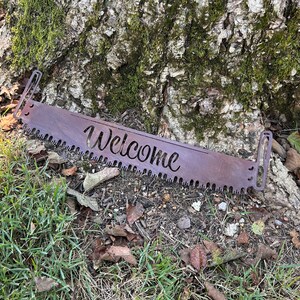 Rustic Saw Blade Sign, Welcome Sign, Crosscut Saw Wall Hanging, Outdoor ...