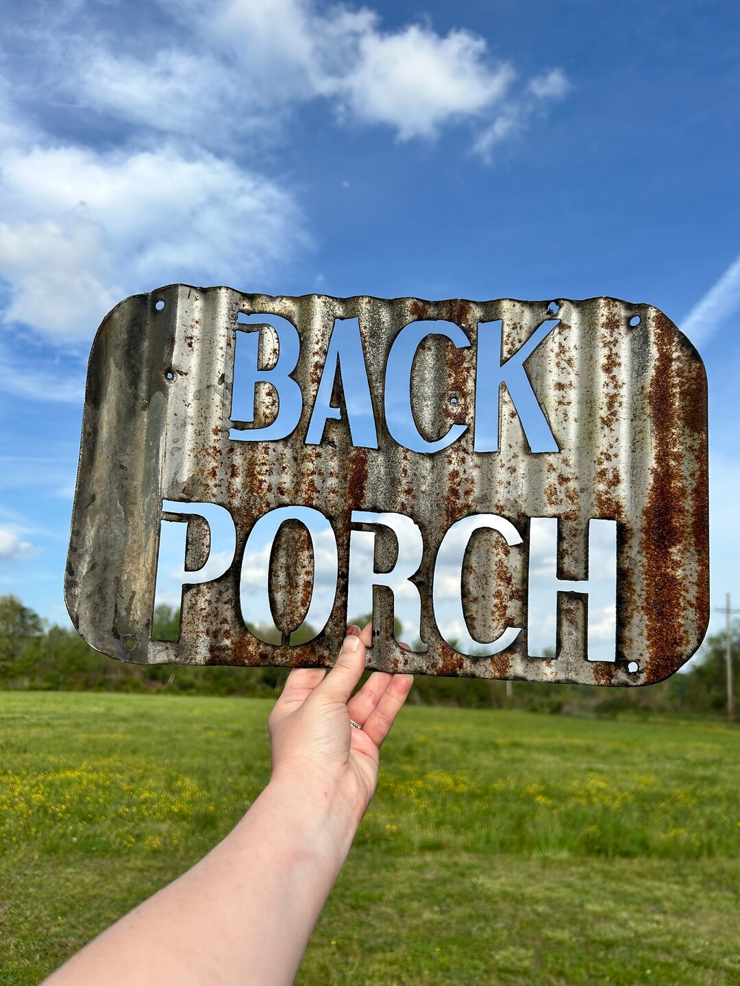 Back Porch Sign, Porch Tin Sign, Corrugated Metal Signs, Metal Signs ...