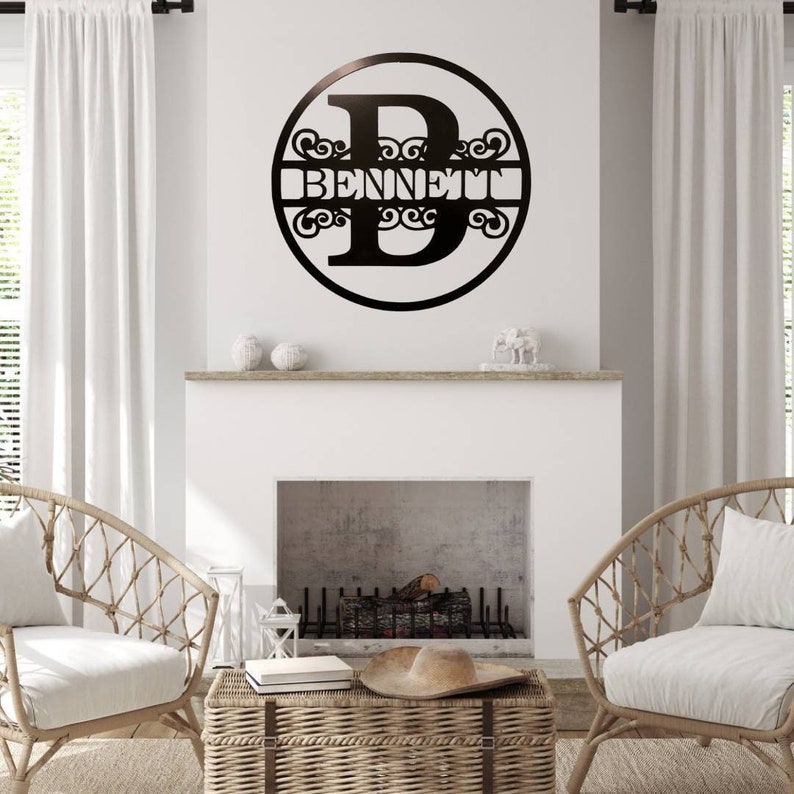 Split Letter Monogram Metal Sign Split Letter Metal Wall - Etsy