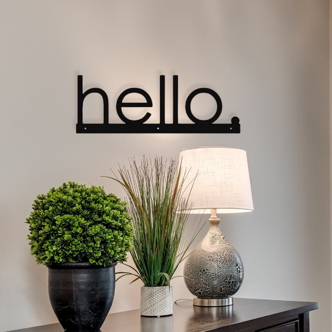 Hello Front Door Sign, Vertical Hello Metal Sign, Front Porch Sign ...