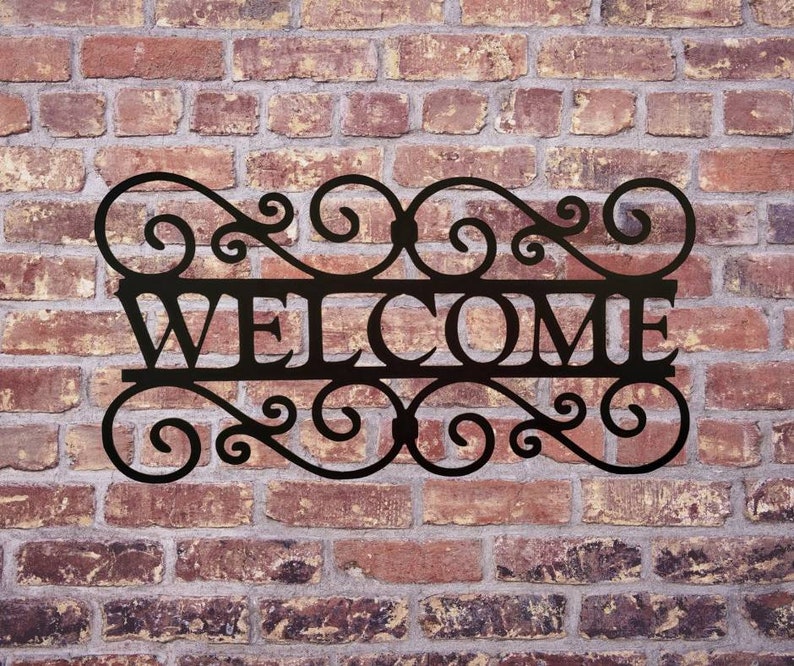 Metal Scroll Welcome Sign Welcome Metal Wall Decor Scroll - Etsy