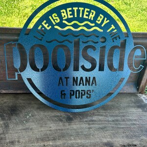 Personalized Poolside Sign, Metal Pool Sign, Poolside Sign, Backyard ...