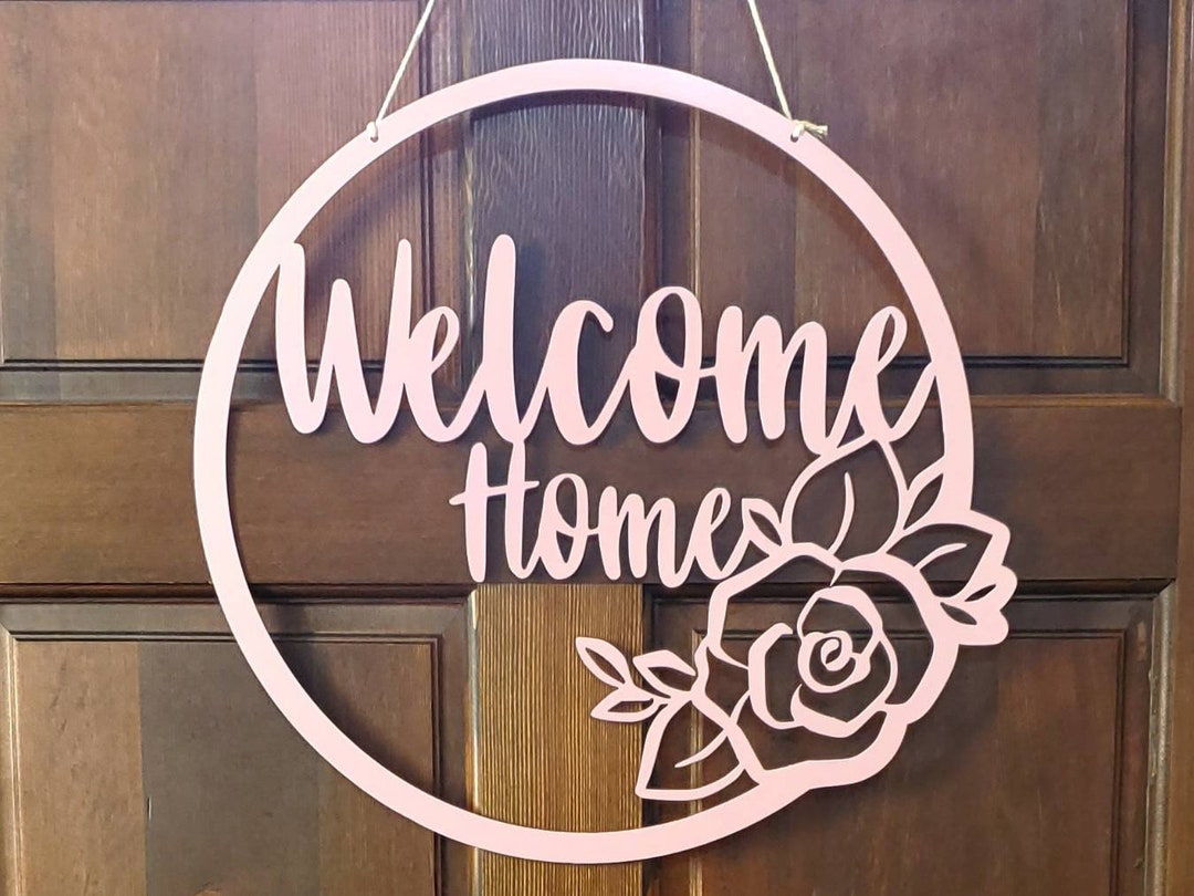 Welcome Home Door Hanger, Welcome Door Hanger, Metal Door Hanger, Front ...