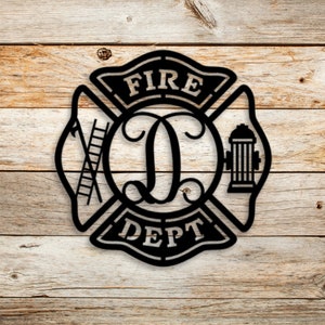 Firefighter Metal Maltese Cross Monogram Metal Sign, Fire Department ...