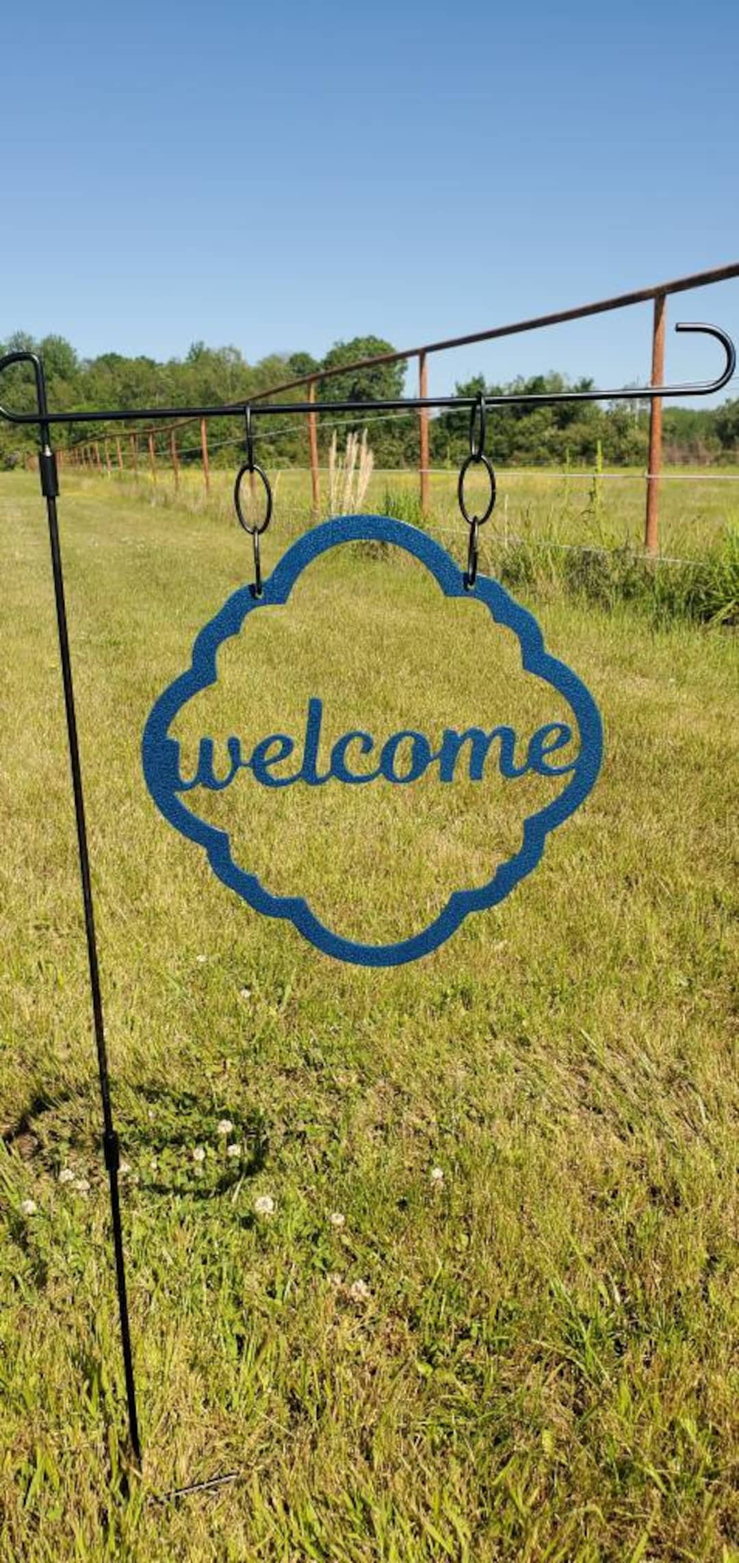Metal Welcome Sign, Garden Flag, Metal Yard Art, Garden Decor, Outdoor ...