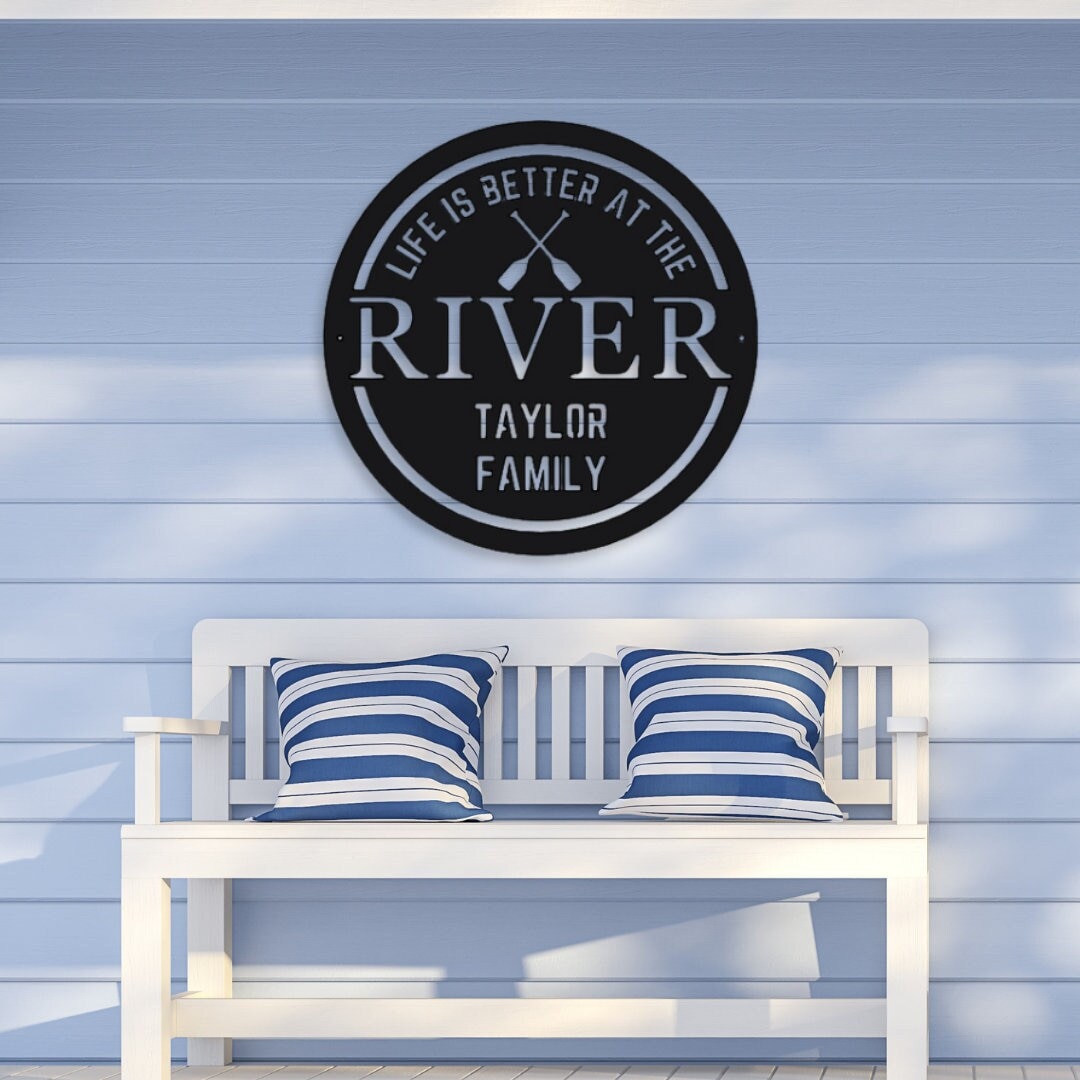 River Metal Sign, Personalized River House Decor, Custom River Sign ...