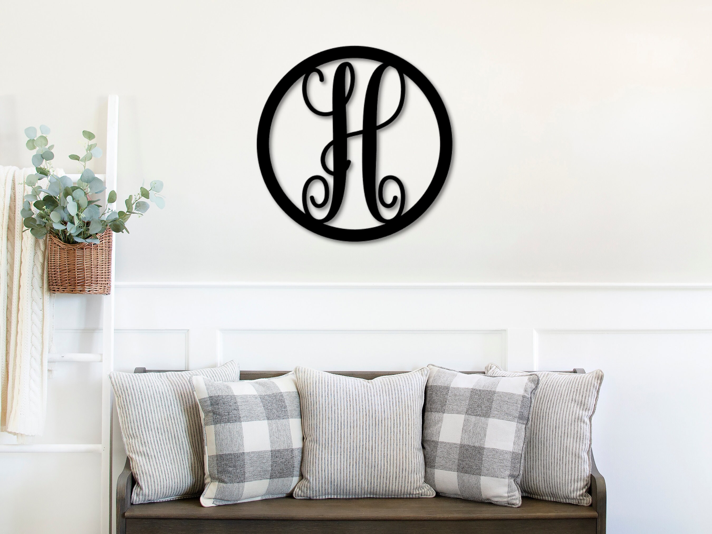 Monogram Metal Sign Monogram Wall Decor Family Name Sign | Etsy