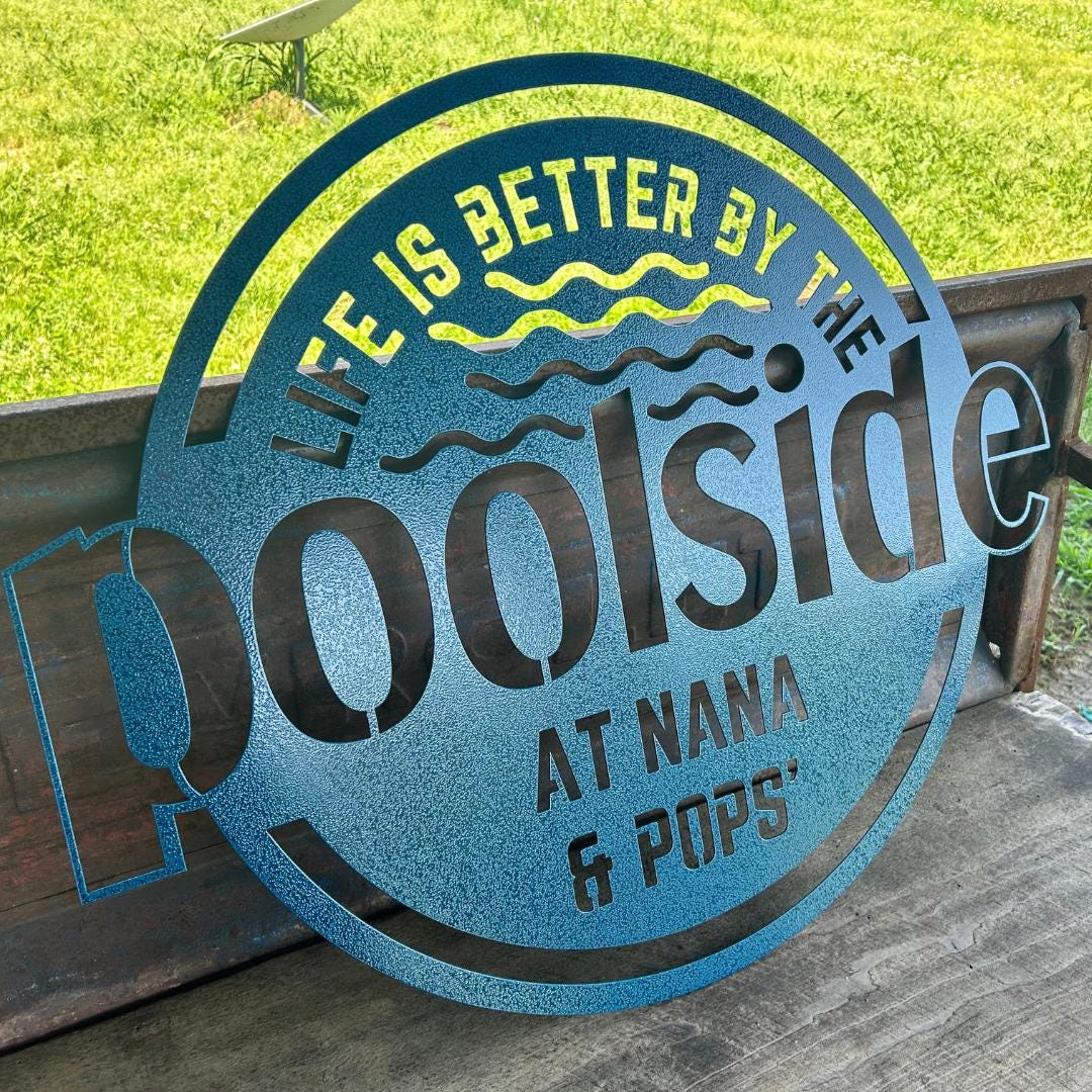 Personalized Poolside Metal Sign for Backyard, Metal Pool Sign, Outdoor ...