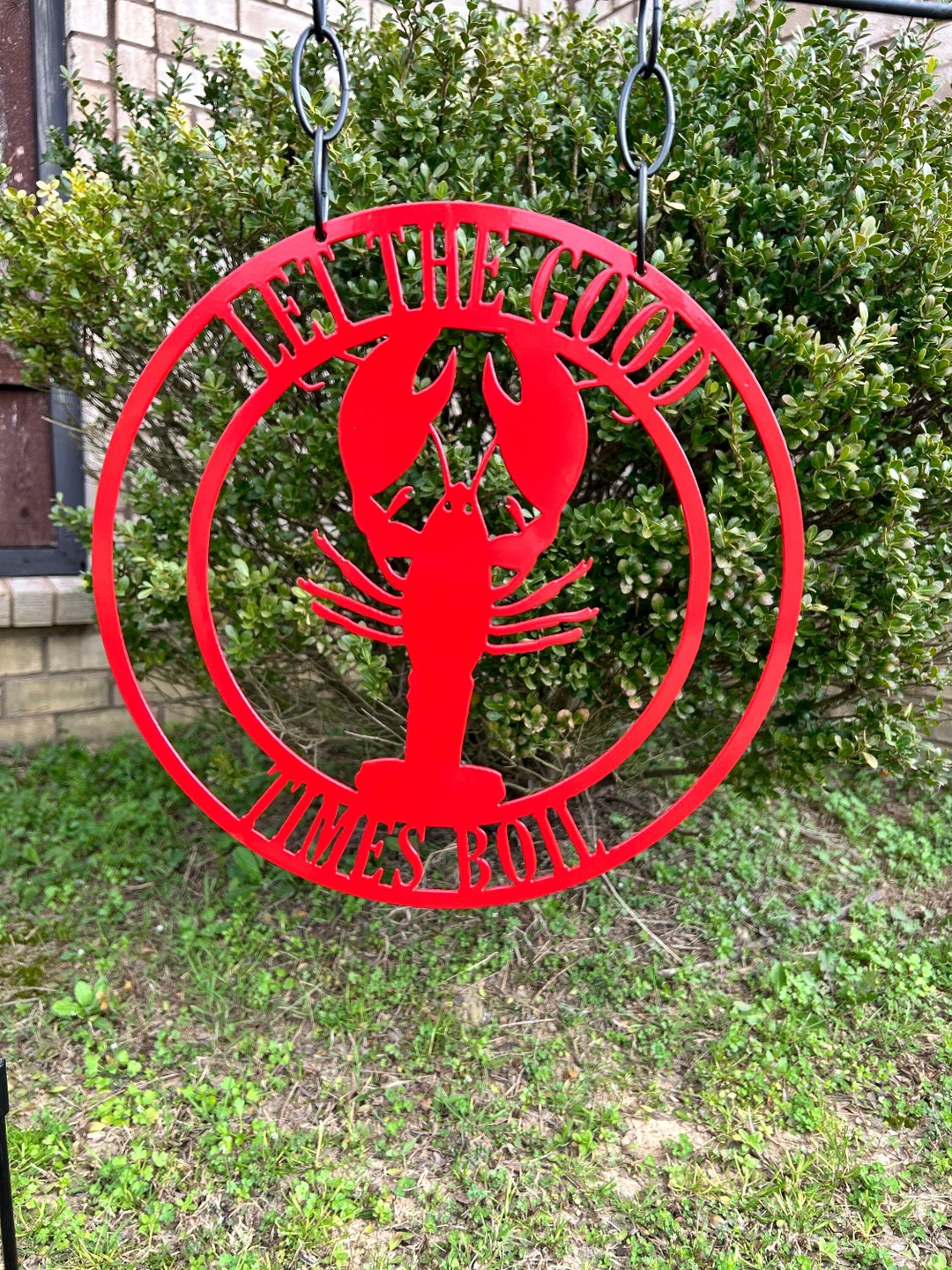 Crawfish Metal Sign, Summer Garden Flag, Metal Garden Flag, Outdoor ...
