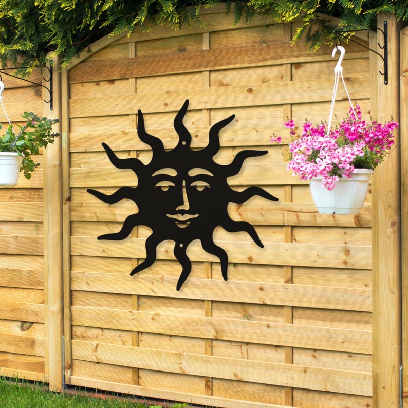 Metal Sun Wall Art Boho Sun Sign, Outdoor Garden Decor, Rustic Metal ...