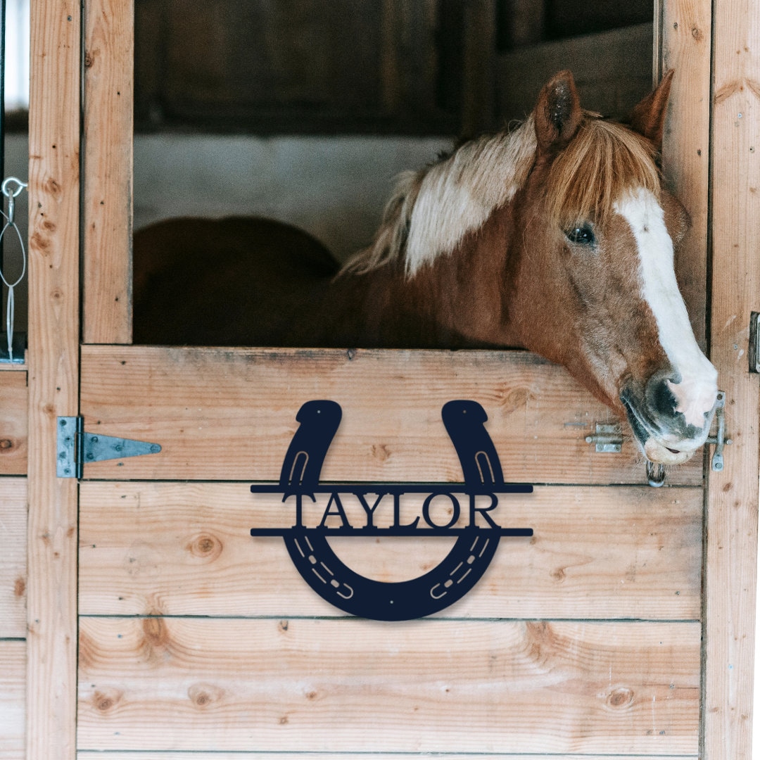 Personalized Horseshoe Metal Sign, Custom Metal Signs Horse, Western ...