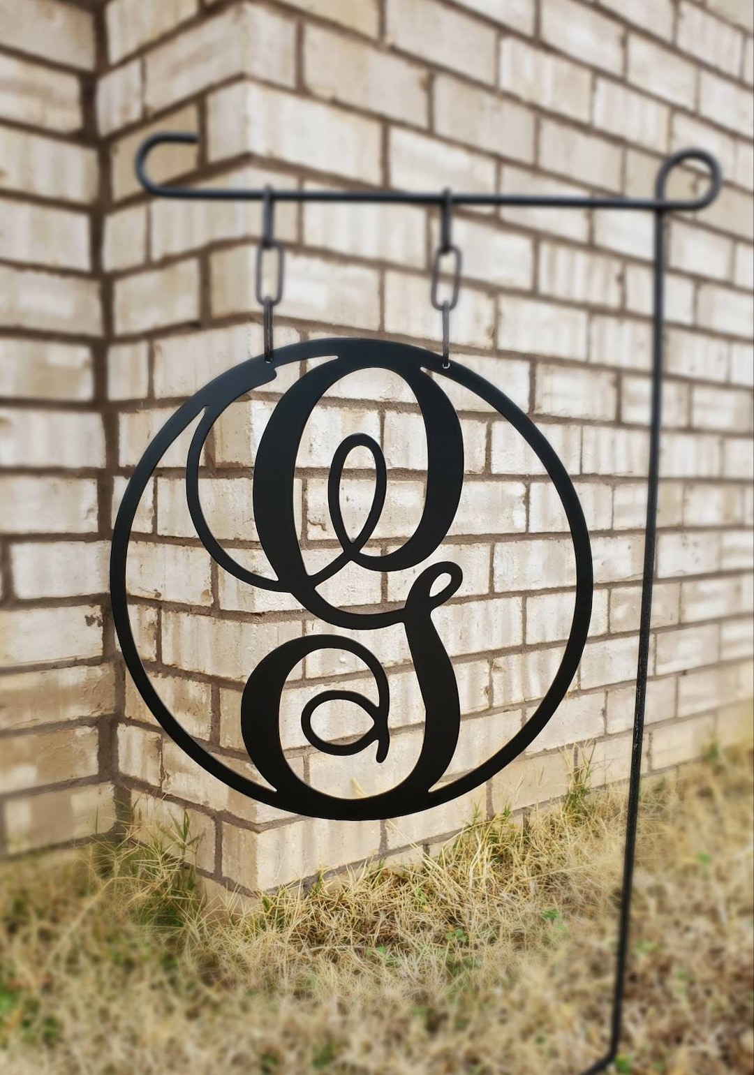Metal Initial Garden Flag, Metal Garden Flag, Monogram Garden Flag ...