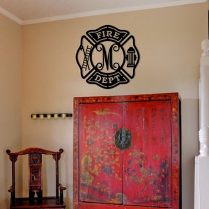 Firefighter Metal Maltese Cross Monogram Metal Sign, Fire Department ...