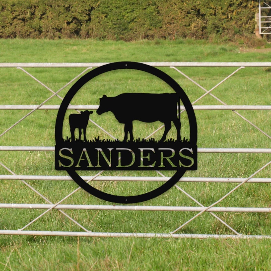 Metal Cow Farm Sign, Cattle Metal Sign Custom, Metal Ranch Name Sign ...