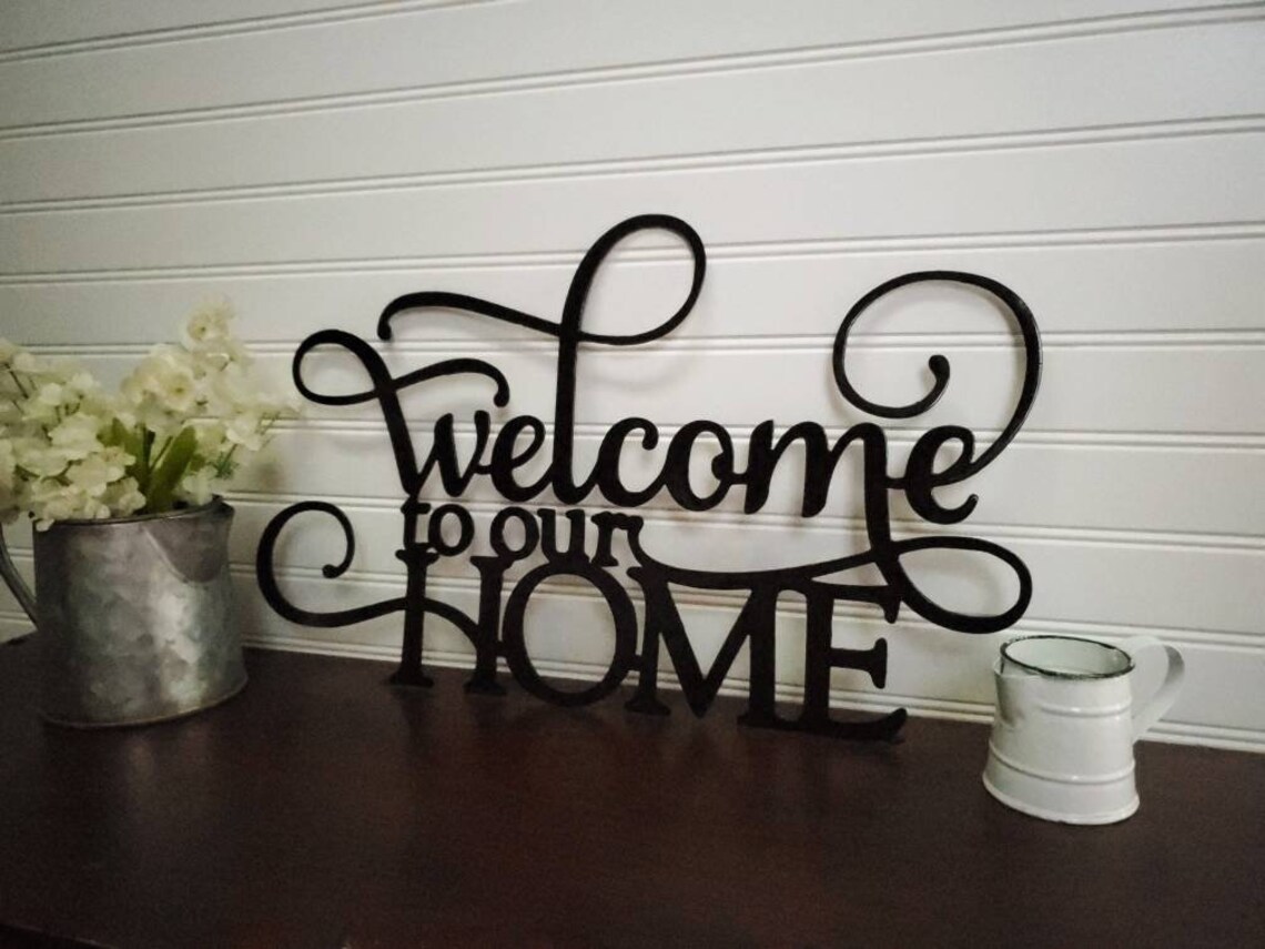 Welcome to our Home sign Welcome Metal Wall Decor Entry Way | Etsy