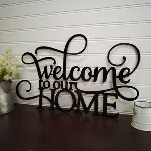 Welcome to Our Home Sign, Welcome Metal Sign, Entry Way Decor, Welcome ...