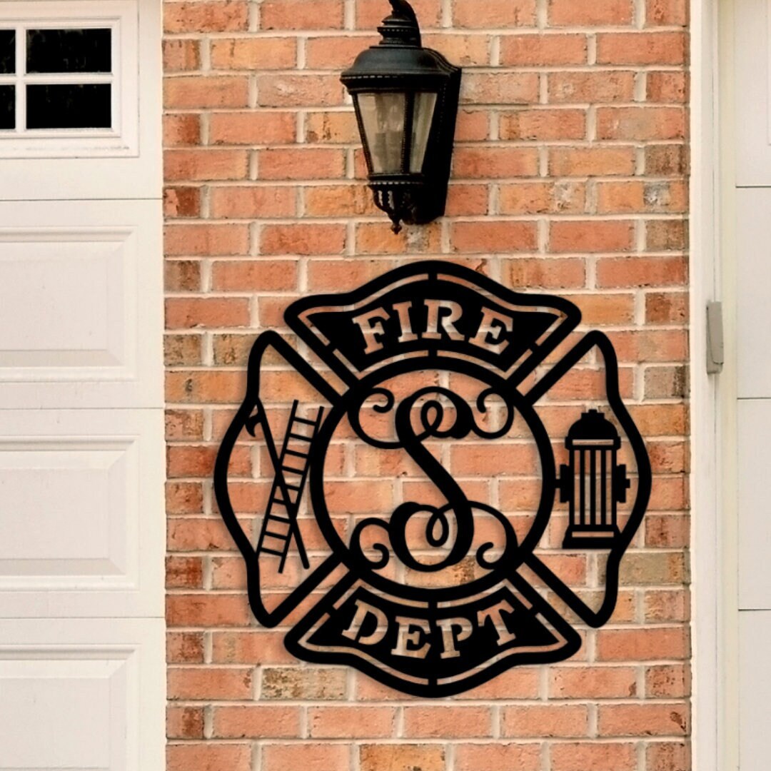 Firefighter Metal Maltese Cross Monogram Metal Sign, Fire Department ...