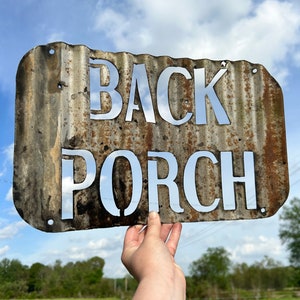 Back Porch Sign, Porch Tin Sign, Corrugated Metal Signs, Metal Signs ...