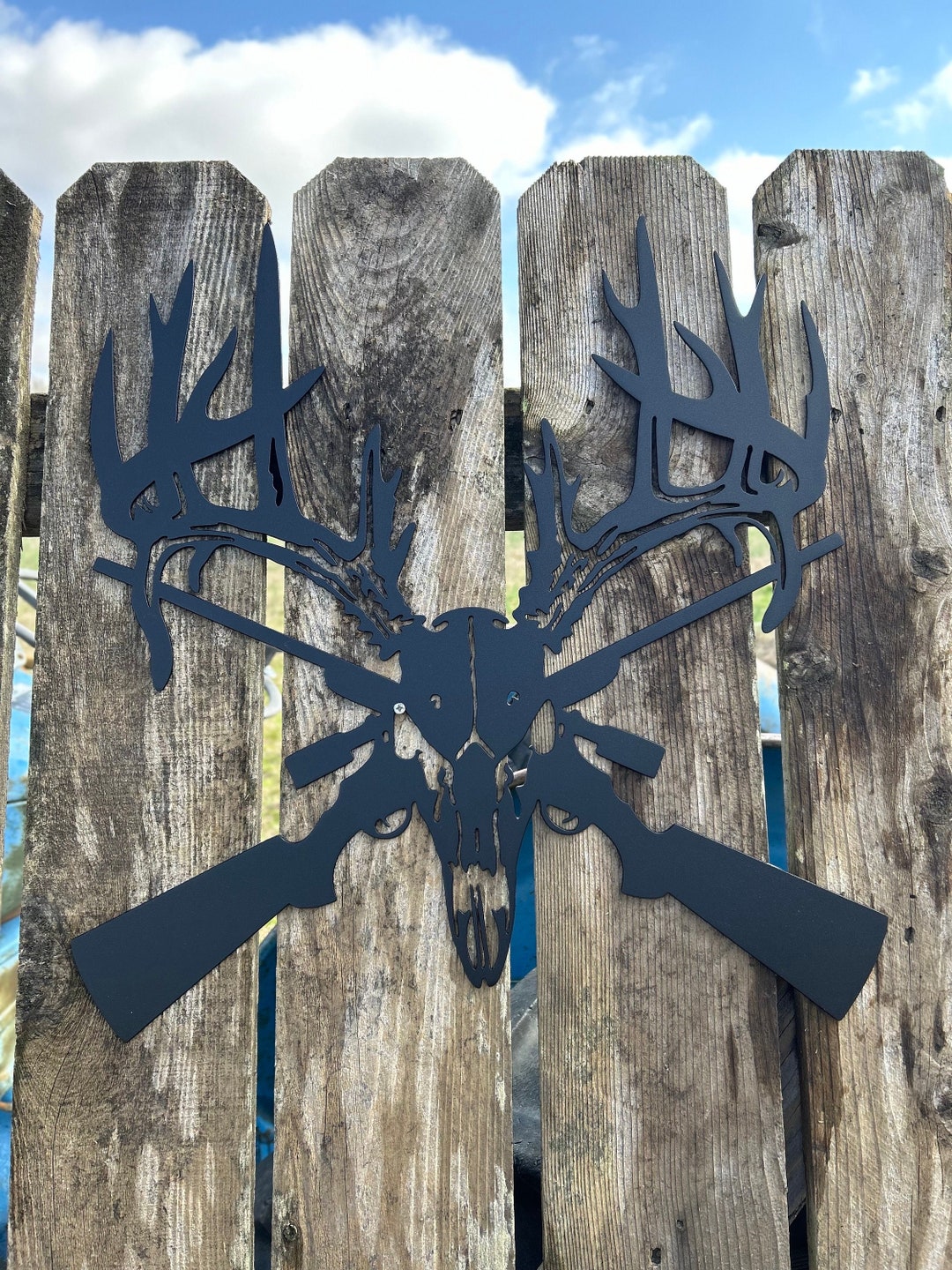 Deer Skull Metal Sign, Rifle Sign, Metal Sign Deer, Armory Sign ...
