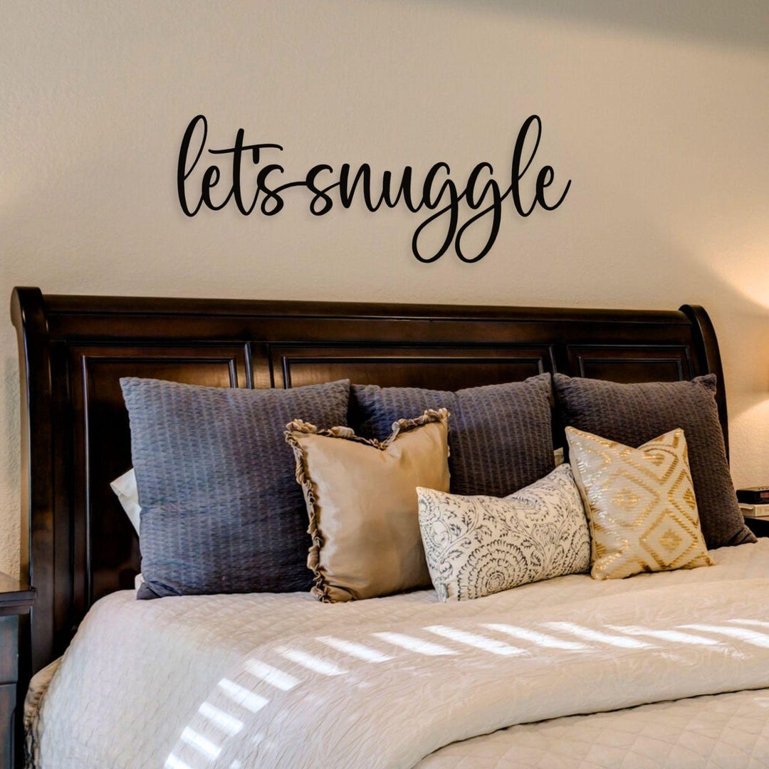 Let’s Snuggle Wall Sign, Metal Bedroom Sign, Romantic Couple Decor ...