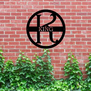 Last Name Sign Metal, Round Monogram Metal Sign, Round Metal Monogram ...