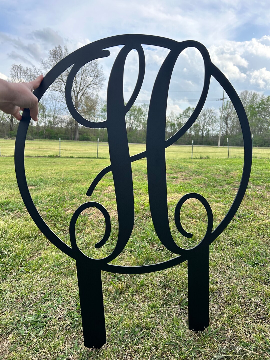 Initial Monogram Metal Yard Stake, Monogram Sign, Personalized Yard ...
