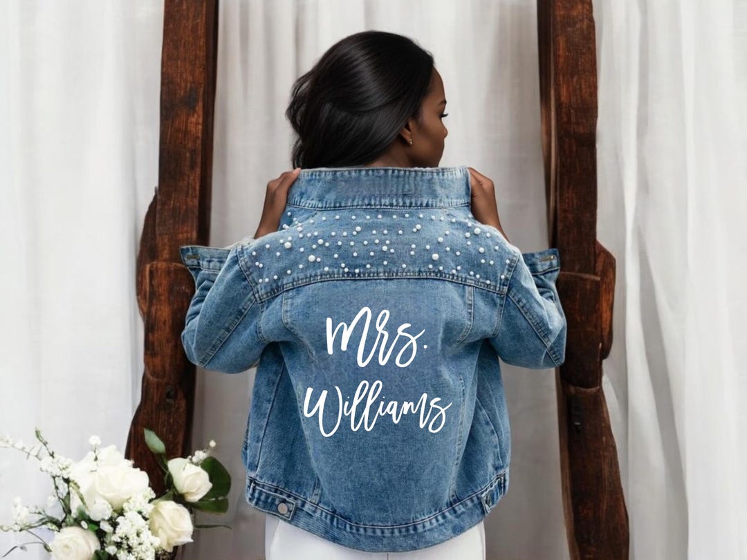 Personalized Pearl Denim Jacket: Bridal Shower Gift, Future Mrs. - Etsy