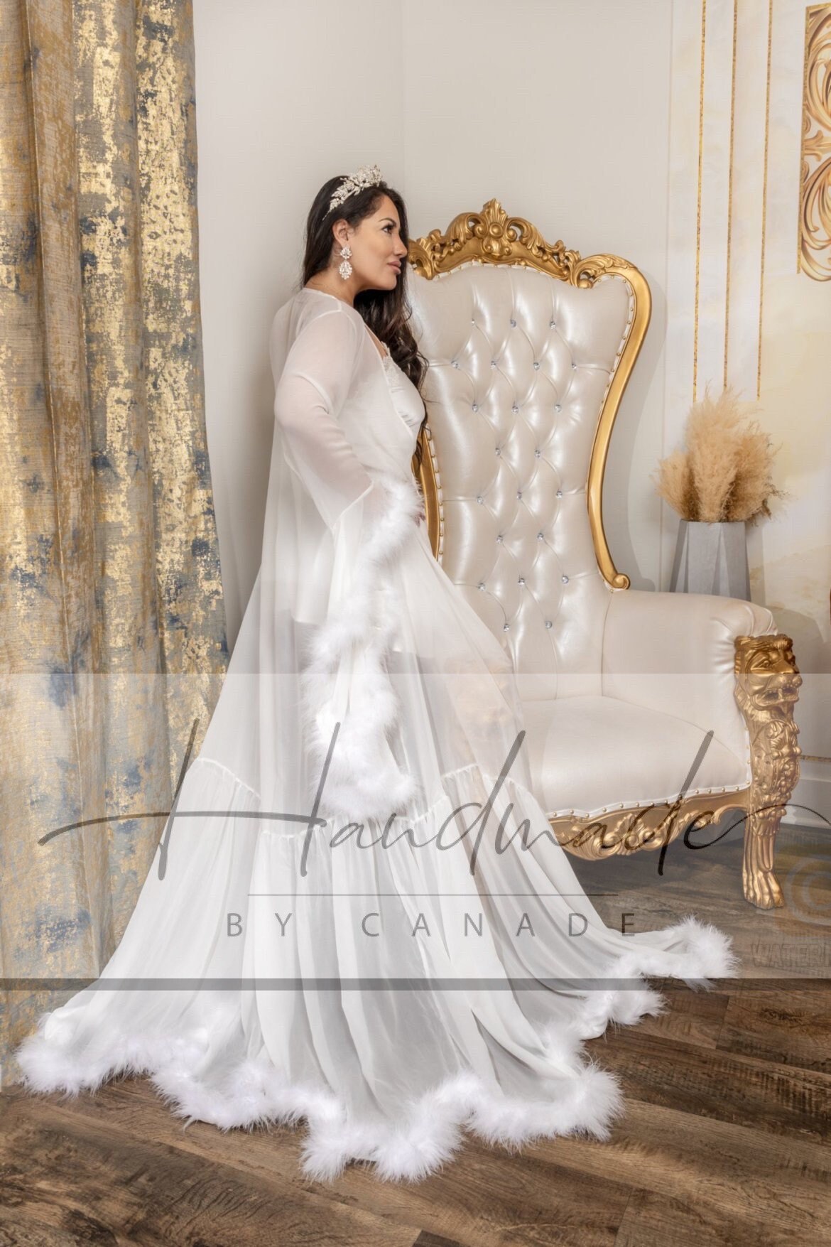 Feather Bridal Robe Hollywood Robe Chiffon Bride Robe - Etsy