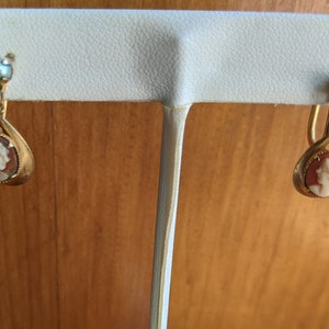 Vintage Signed Bal-ron Cameo Drop, Screw Back Earrings, 12k Gold Filled ...