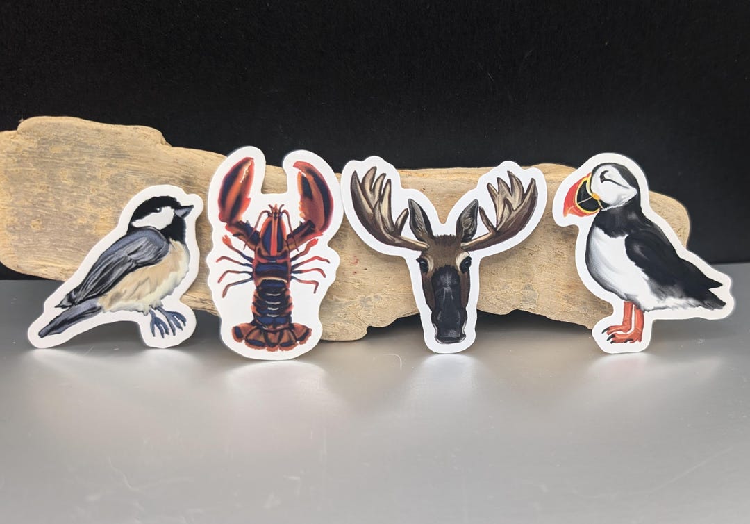 Maine Critters Stickers-2 Inch Waterproof Vinyl Die Cut Stickers Set of ...