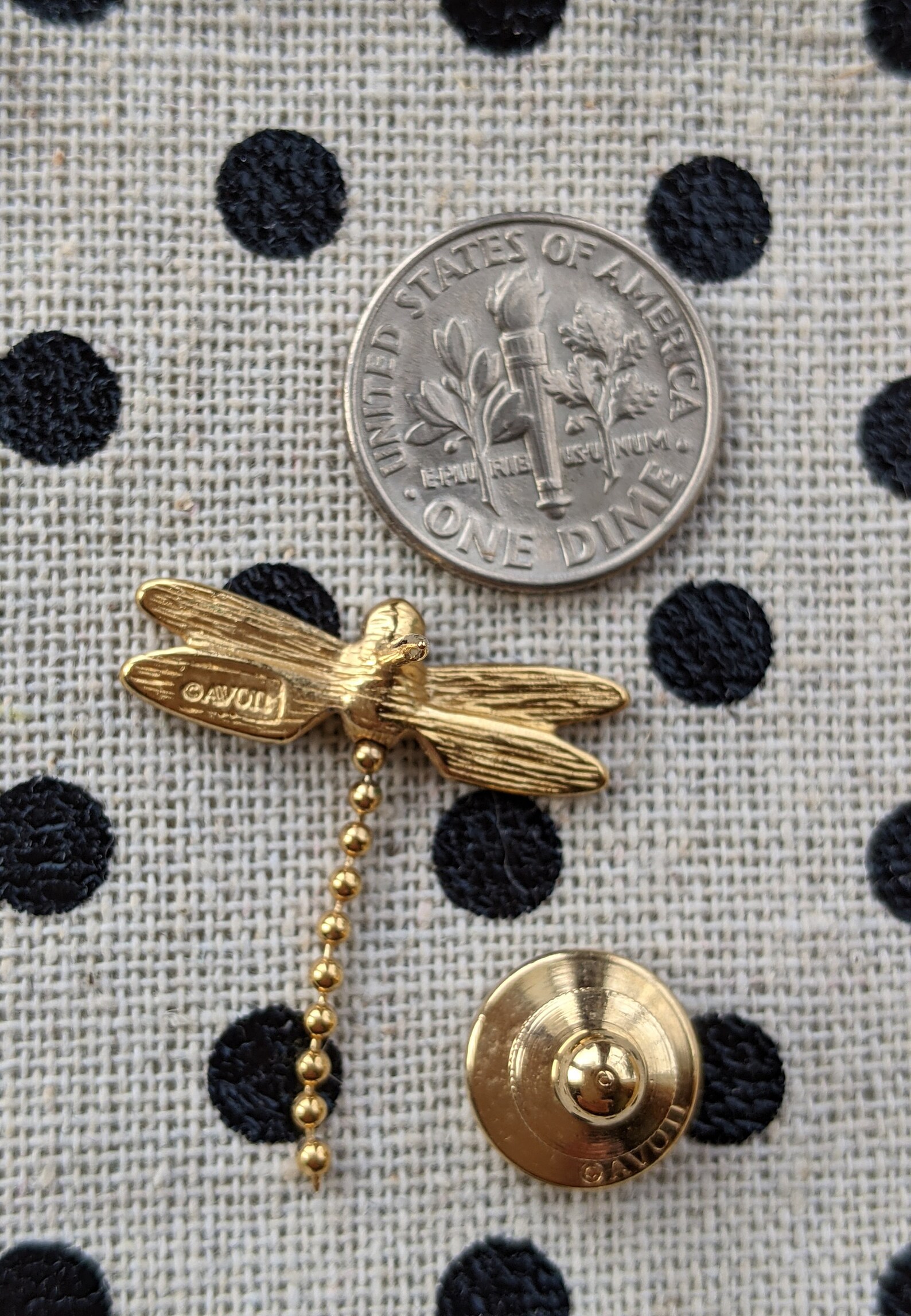 Vintage signed Avon Dragonfly lapel pin gold tone with enamel | Etsy