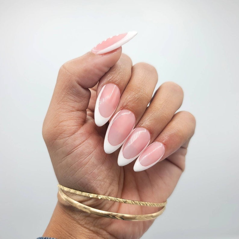 French Tip Nails/ Deep French Tip Nails/classic Nails / Press on Nails ...