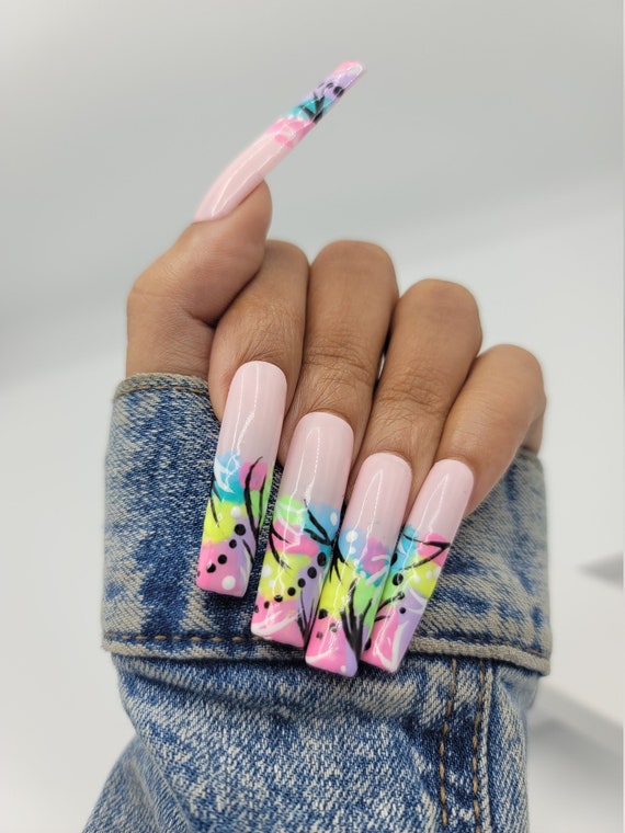 Long 90's Aesthetic Nails/ Long Nails / Press on Nails / - Etsy