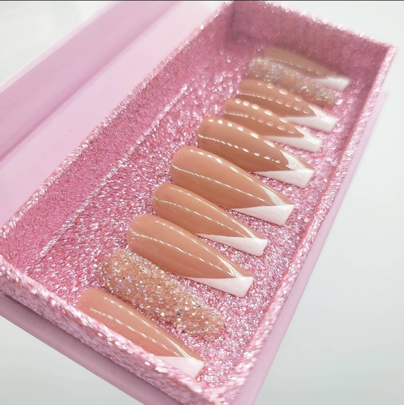 Classy Side French Tip With Sugar Nail/ French Tip Nails/ Wedding Nails ...