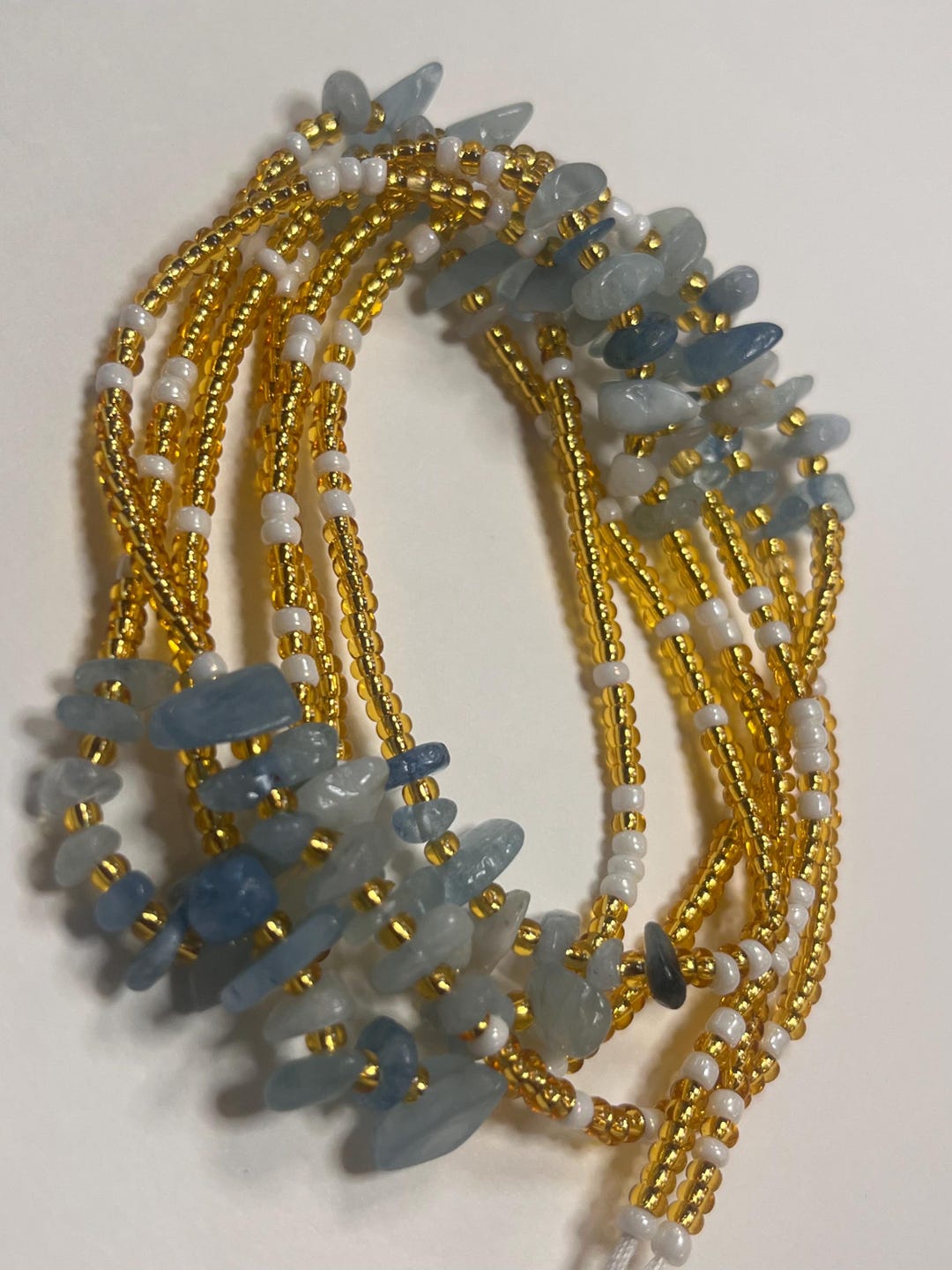 Baby Blue Quartz Waist Bead - Tie On - Etsy