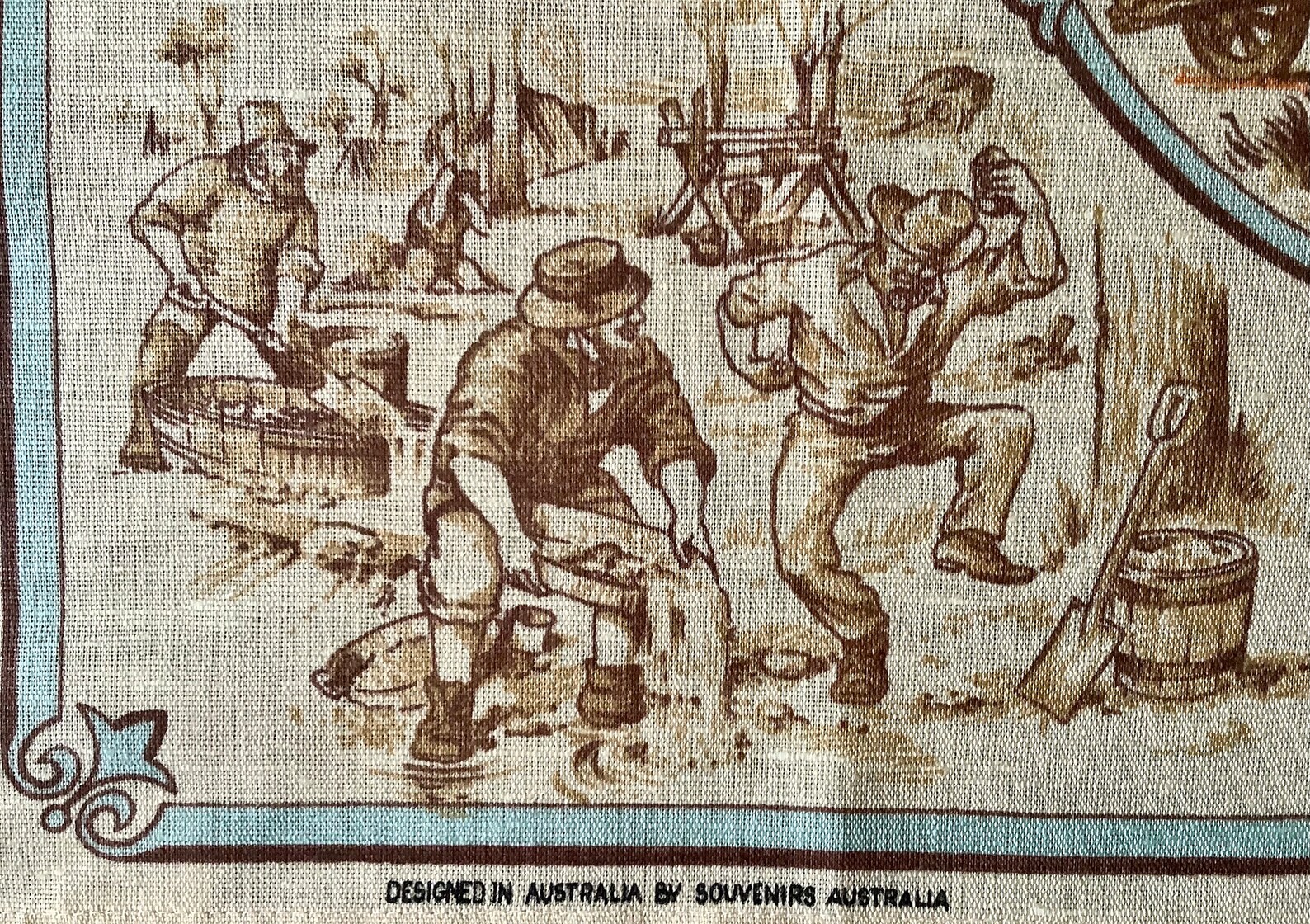 Early Australian Miners, Vintage Tea Towel - Etsy