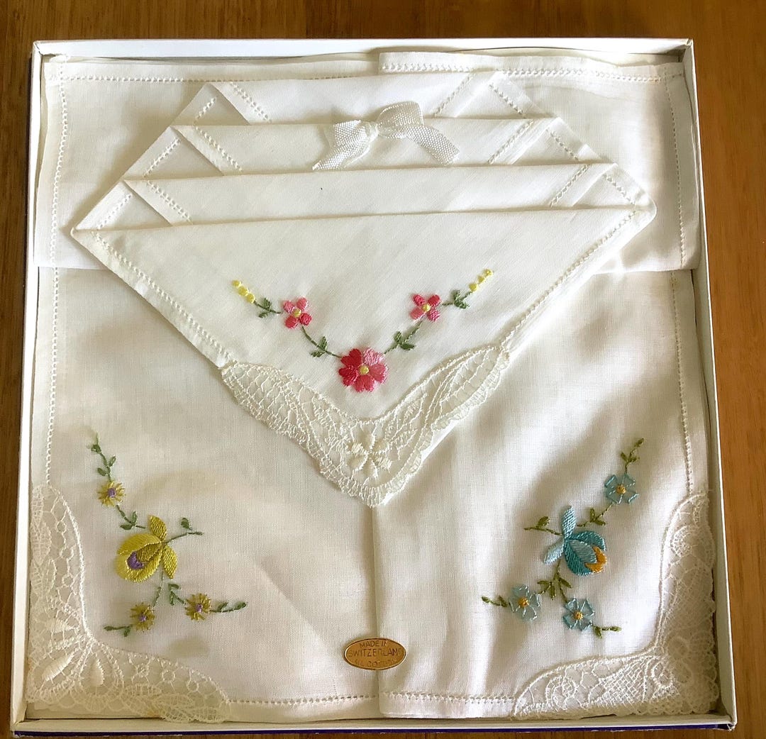 Boxed, Vintage, Swiss Handkerchiefs. - Etsy