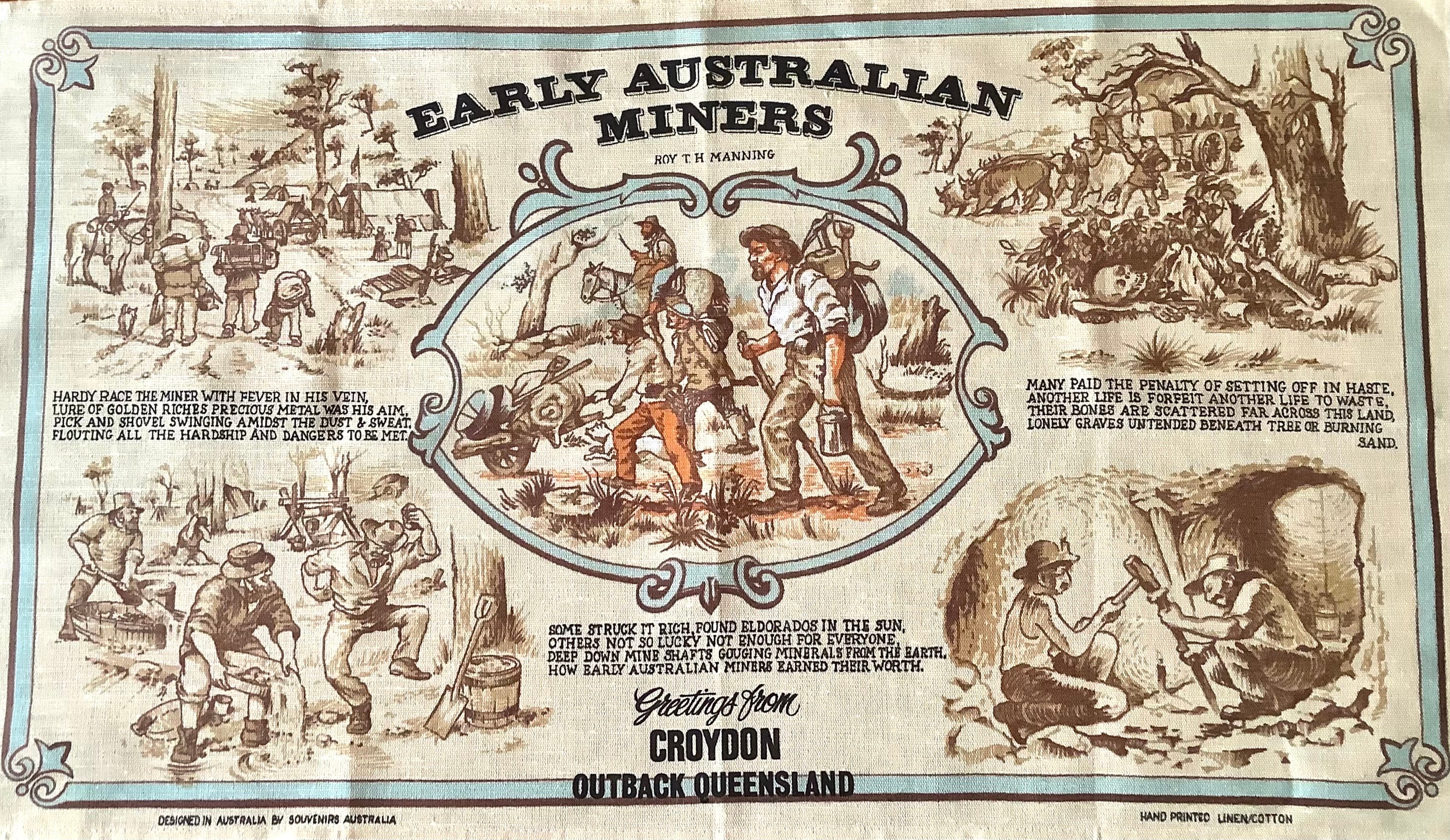 Early Australian Miners, Vintage Tea Towel - Etsy
