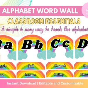 Boho Rainbow Alphabet Posters | A–Z Printable Classroom Decor | Pastel ...