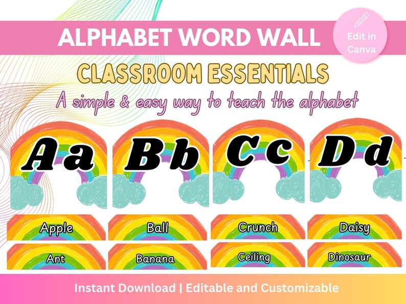 Boho Rainbow Alphabet Posters | A–Z Printable Classroom Decor | Pastel ...