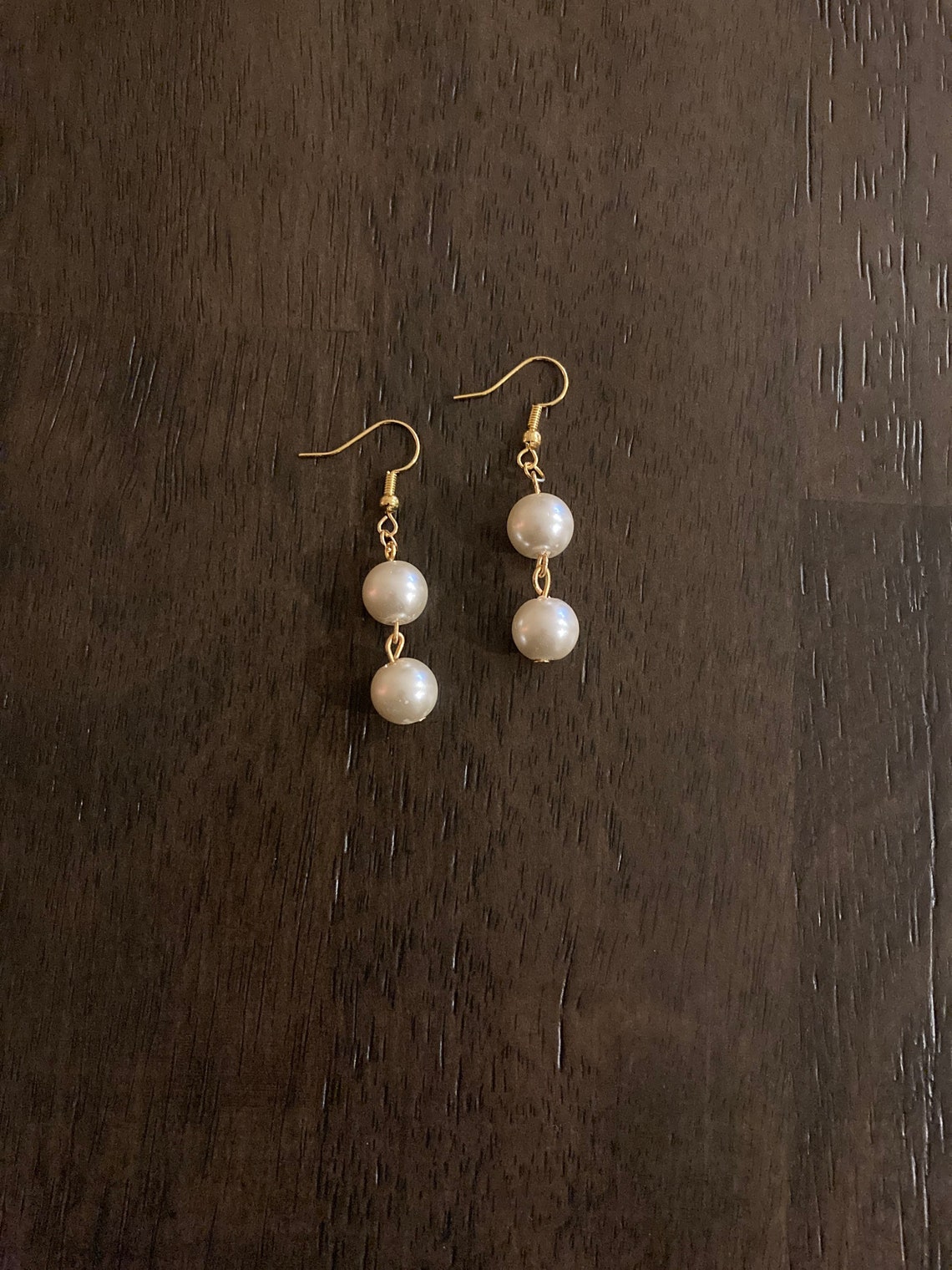 Short Dangle Earrings, Gold Color, Cute Pearls - Etsy